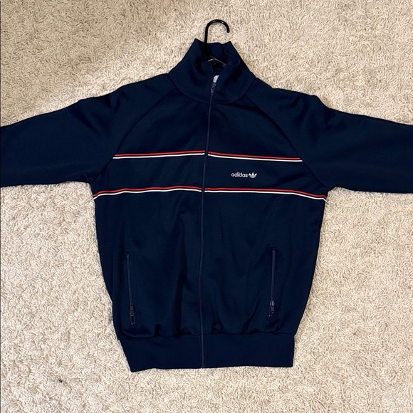 adidas | Jackets & Coats | Adidas Mens Dark Blue Track Jacket With Red ...
